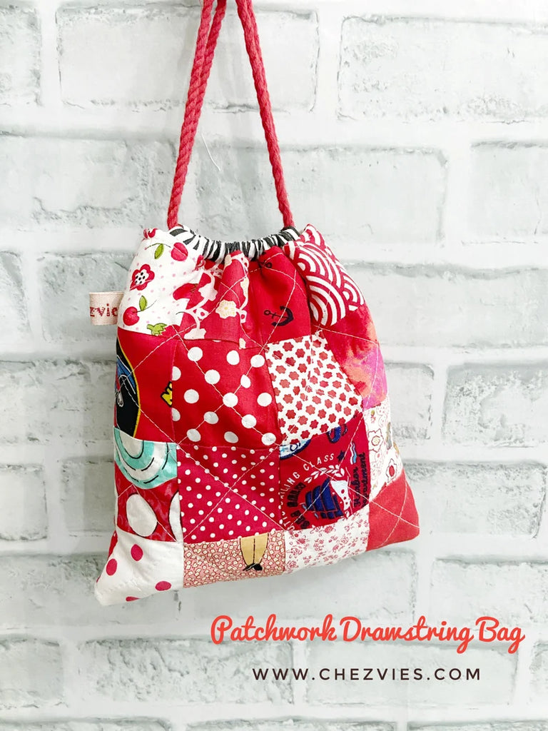 Patchwork Drawstring Bag Free Sew Modern Bags