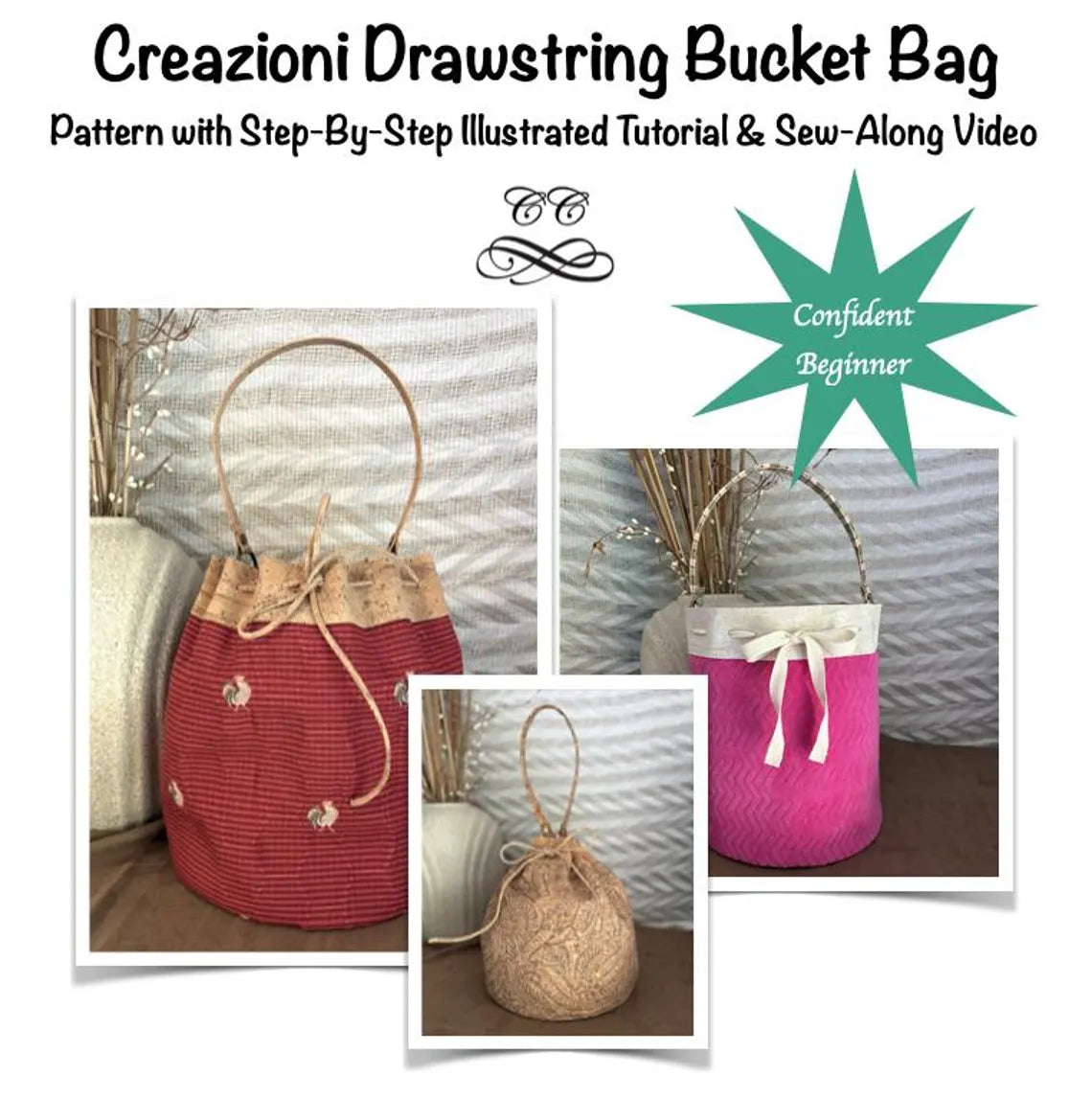 Creazioni Drawstring Bucket Bag Pattern with Video Tutorial – Sew ...